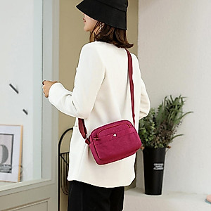 YYW Women Crossbody Bag Nylon Shoulder Bag Multi Pockets Messenger Bag Lady Casual Purse Handbag (Yellow)