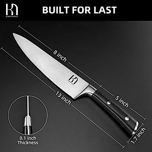 KnifeSaga Chef Knife 8 inch Professional, Japanese Chefs Knife High Carbon Stainless Steel, Razor Sharp Kitchen Cooking Knife for Vegetable Chopping, Meat Cutting Knife with Full Tang Handle