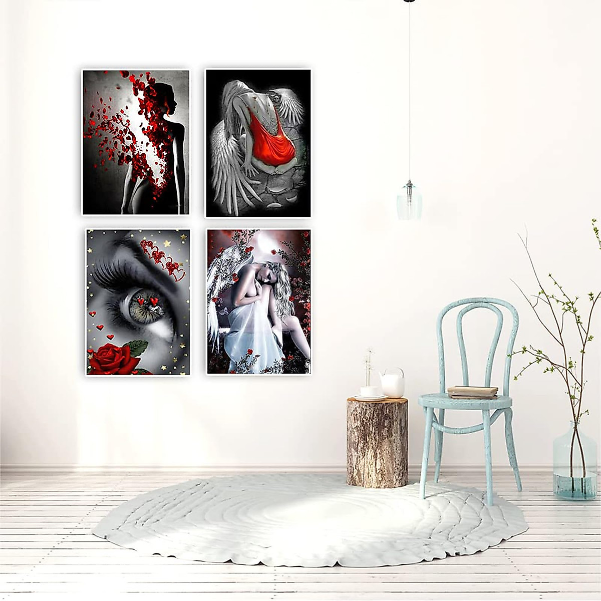 DCIDBEI Diamond Painting Kits 4 Pack 12x16inch Sexy Diamond Painting Angel Diamond Art Women Sexy Rose Diamond Painting for Adults Women Fairy Diamond Painting Art Sexey Woman Trippy Diamond Painting