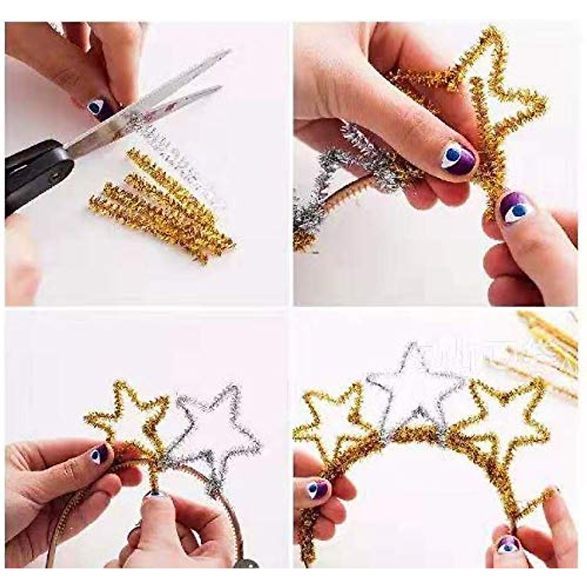Gold Chenille Stems Pipe Cleaners for DIY Art Creative Crafts Decorations