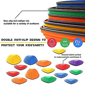 Fanboxk 15 Pcs Kids Balance Jumping Stepping Stones,Indoor or Outdoor Play Toddler Obstacle Course Promoting Coordination and Balance Game Toys for Ages 3 4 5 6 7 8+ Years