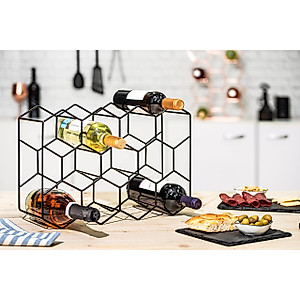 Gusto Nostro Countertop Wine Rack - 14 Bottle Freestanding Modern Black Metal Small Wine Rack - 3 Tier Tabletop Wine Holder Stand for Cabinet, Pantry, Wine Bottle Storage - No Assembly Required