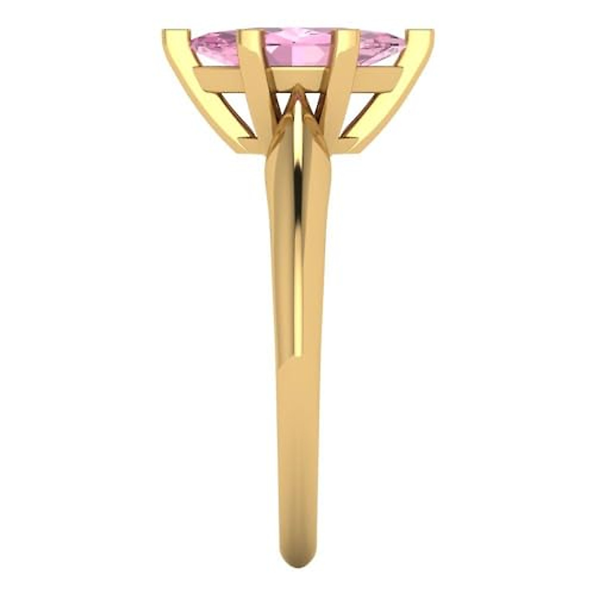 Clara Pucci 1.0 ct Marquise Cut Solitaire Pink Simulated Diamond Engagement Bridal Promise Anniversary Ring 18K Yellow Gold Size 3.5