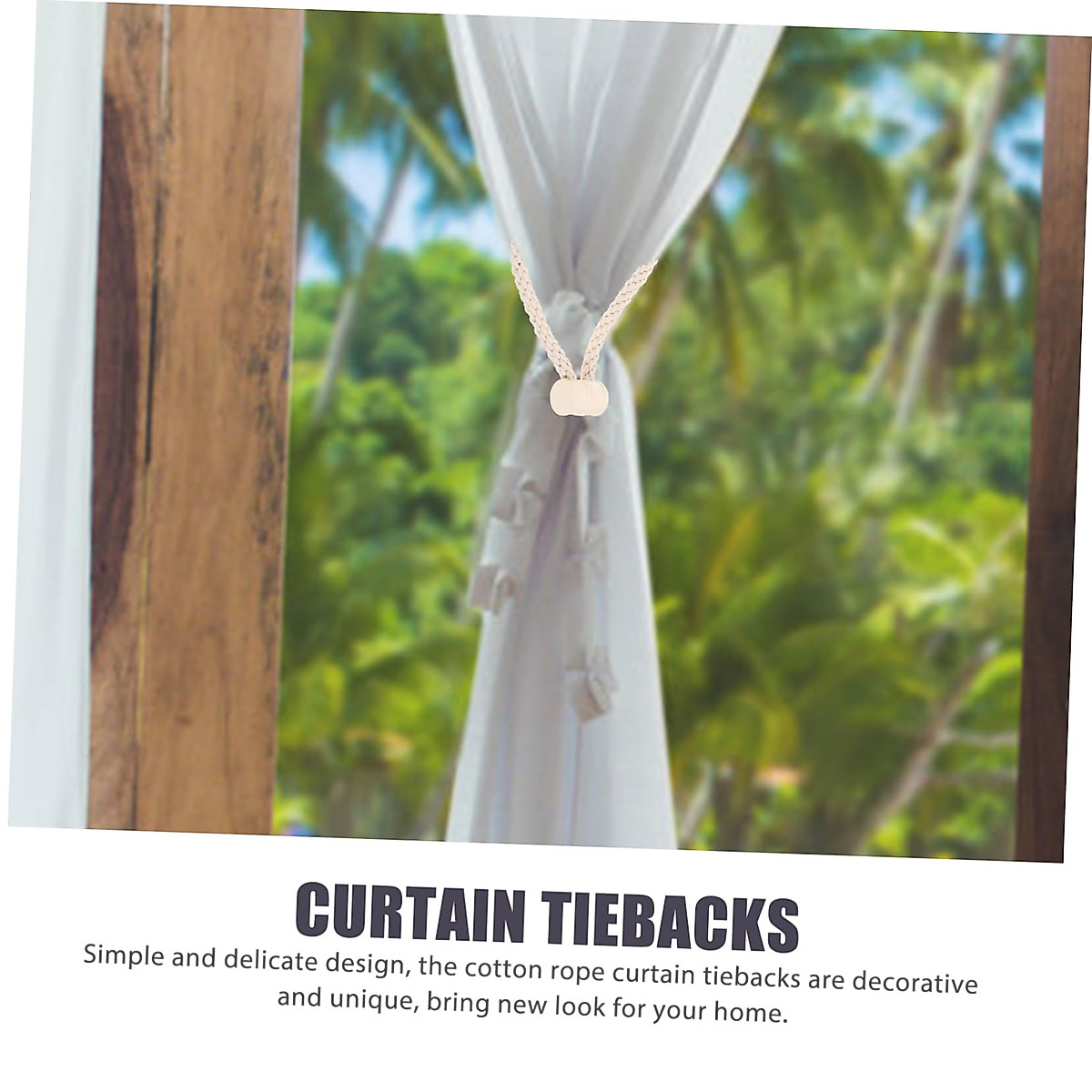 SOLUSTRE Magnetic Tiebacks for Drapes 2 Pack Easy Install No Drilling Needed Cotton Rope Weave Decorative Functional Suitable for Home Office Decor