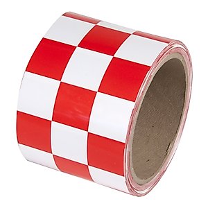 INCOM Manufacturing: 1 inch Square Pattern PVC Checkerboard Racing Laminated Safety Tape, 3 inch x 54 ft., Red and White – Indoor and Outdoor