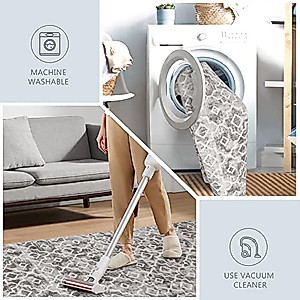 Wonnitar Moroccan Washable Area Rug - Small 2x3 Grey Distressed Entryway Rug Non-Slip Doormat Modern Geometric Trellis Throw Rug Faux Wool Floor Carpet for Bathroom Laundry Room Indoor Office