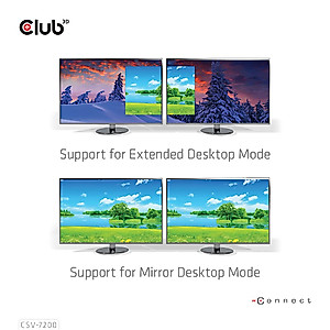Club 3D CSV-7200 Displayport 1.4 to Displayport Dual Monitor 4K 60Hz M/F MST hub