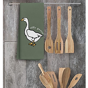 TUNW Silly Goose Funny Cartoon Goose Soft and Absorbent Kitchen Towels Dishcloth,Christian Hand Towels Dish Towels 16″×24″, Christian Gifts, Funny Goose Gifts, Goose Lover Gifts
