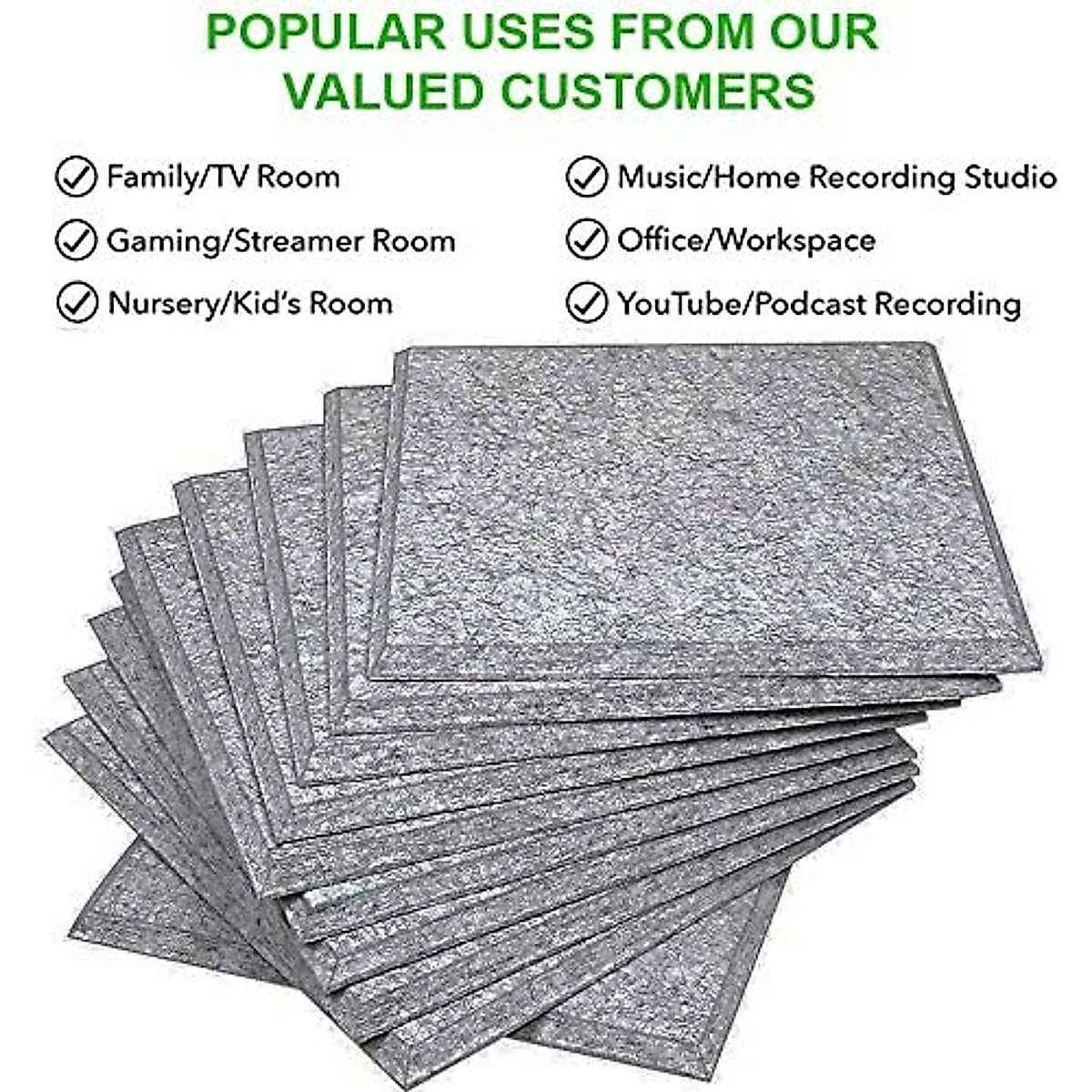 MYOYAY 12 Pack Acoustic Foam Panels Sound Absorbing Wall Panels 16x12in Sound Proofing Studio Wall Padding Noise Absorbing Treatment Board for Home Office Sound Panels Noise Reducing For Walls