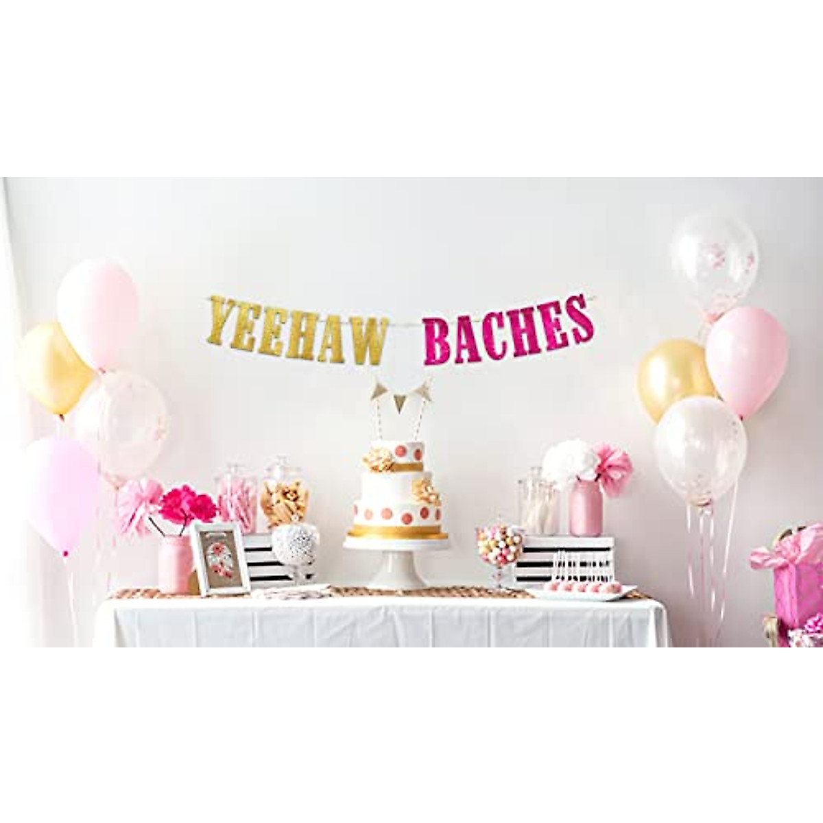 Yeehaw Baches Bachelorette Party Glitter Banner – Western Cowgirl Bachelorette Party Decorations, Favors and Supplies – Nashville – Austin – Dallas – Charleston – Savannah