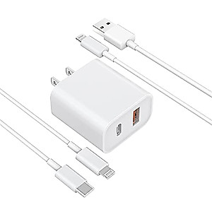 [Apple MFi Certified] iPhone Fast Charger, DESOFICON 20W Dual Port Type/USB C Power Delivery + Quick Charge 3.0 Wall Charger Plug with 2Pack 6FT Lightning Cord for iPhone 13/12/11/XS/XR/X/iPad/Airpods