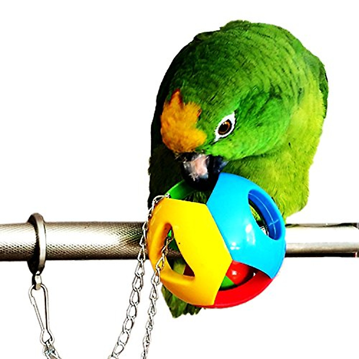 Hypeety Parrot Colorful Ball Toys with Bell Cage Hanging Chewing String for Parakeet Conure Cockatiel Small Medium Birds (A+B+C)