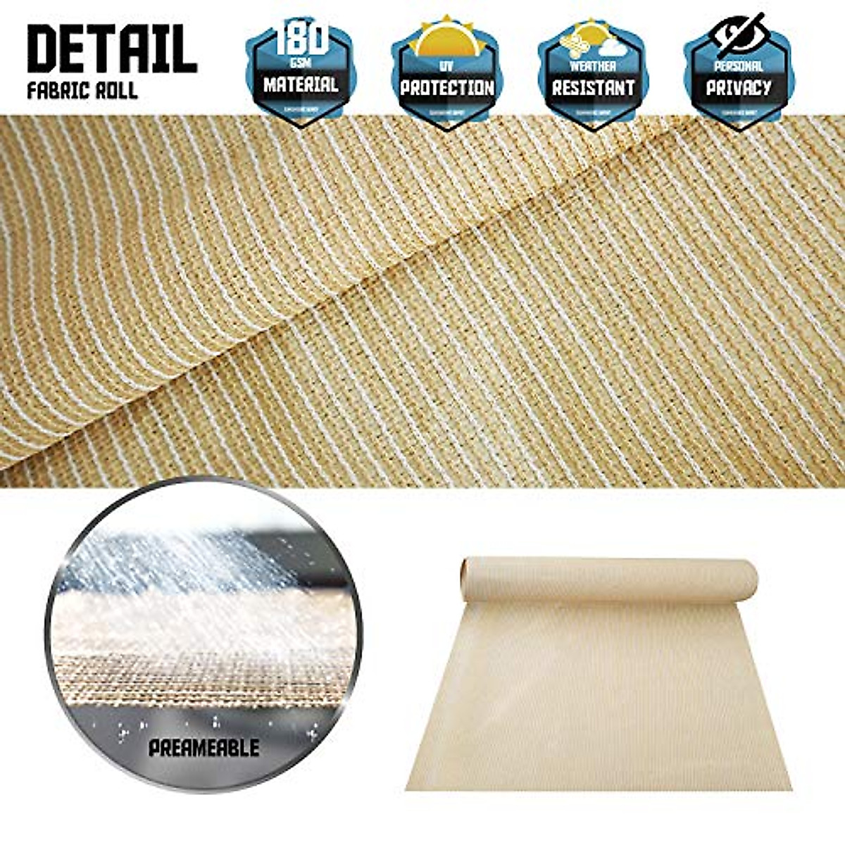 TANG Sunshades Depot 6'x50' Shade Cloth Beige Fabric Roll Up to 95% Blockage UV Resistant Mesh Net for Outdoor Backyard Garden Plant Barn Greenhouse Weddings Placemat Crafts Decorate Swing