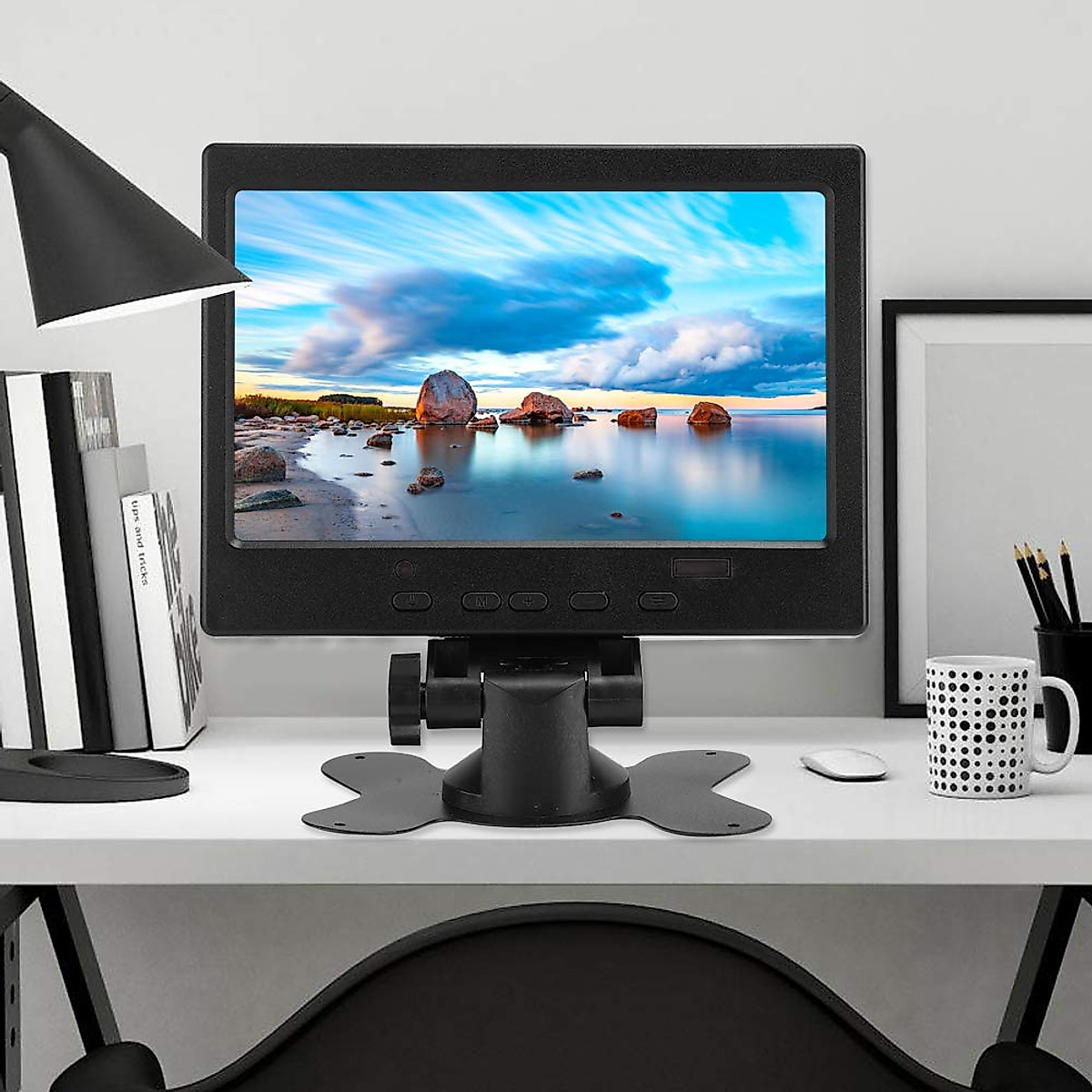 Goshyda 7'' Portable Full HD Display,1080P Multi Function Monitor with LED Backlight and Stand and Three Input Methods(US Plug)