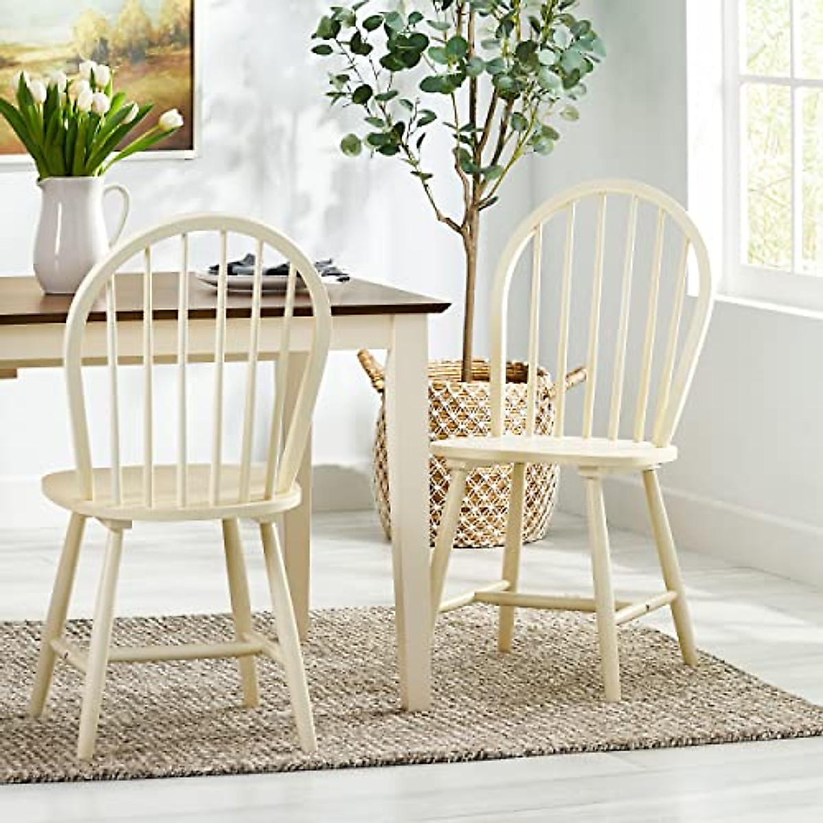 Christopher Knight Home Countryside High Back Spindle Dining Chair, Antique White 19.70”D x 17.90”W x 36.20”H