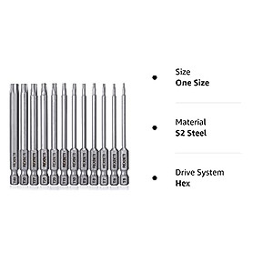 REXBETI 12 Piece Torx Head Screwdriver Bit Set, 1/4 Inch Hex Shank S2 Steel Magnetic 3 Inch Long Drill Bits, T5-T40 (Torx Head)