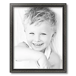 ArtToFrames 16x20 Inch Black Picture Frame, This 1.25 Inch Custom Poster Frame is Antique Black - Comes with Economy Acrylic and Corrugated Backing (WOM5106-16x20)