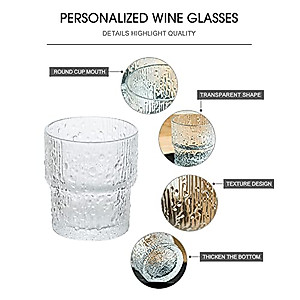 Glass Cups Old Fashioned Glasses Set of 2, Raindrop Origami Style Rocks Cocktail Glasses, Ripple Vintage Glassware Set for Bar Beverages, Ice Coffee, Whiskey, 220ml, In Gift Box