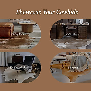 ecowhides 100% Genuine Brazilian Cowhide Rug - Tricolor - Luxury Cowskin Cow Hide Leather Area Rug Home Decor, (XXL) 8 X 7 ft