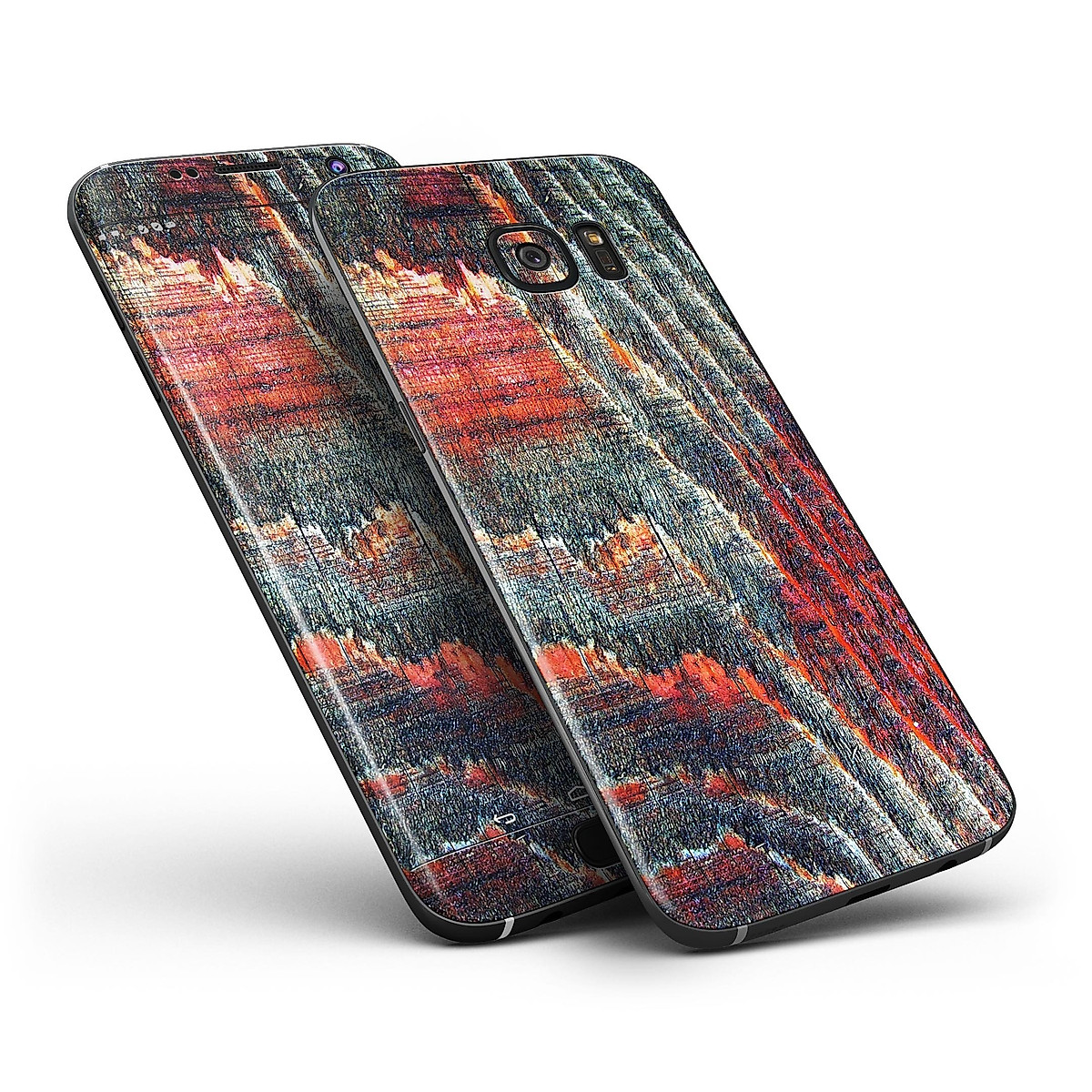 Design Skinz Design Skinz Grungy Orange and Teal Dyed Wood Surface Full-Body Wrap Decal Skin-Kit for The Galaxy S9 Plus