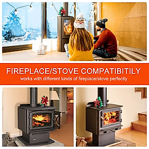 Aipoilk Heat Powered Wood Stove Fan Fireplace Fan for Wood Burner/Burning/Log Burner Fireplace & Stove, 5-Blade Christmas Tree Shaped Eco Wood Stove Fan Silent, Stove Top Fan