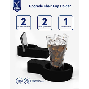 YEFU Adirondack Chair with Ottoman, Adjustable Backrest Adirondack Chairs, Folding Outdoor Fire Pit Chair with 2 Cup-Holders, Weather Resistant for Patio Lawn Outside Garden Pool, 380lbs (Black)