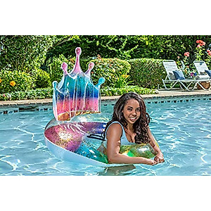 Poolmaster Swimming Pool Float Rainbow Glitter Tiara Tube, Multi Large