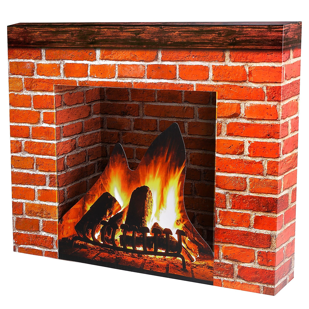 Christmas Cardboard Fireplace Prop- 3D Artificial Red Brick Cardboard Fireplace- Brick Fireplace Stand-Up- Fake Fireplace Backdrop for Christmas Decoration