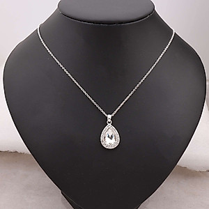 OTTFF Teardrop Jewelry Set for Bridal Bridesmaid,4 Sets Silver Plated Necklace Earrings Bracelet Set For Wedding Gift