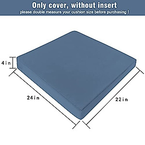 GUEGLSA Outdoor Cushion Covers Replacement 24x22x4,Water Repellent Patio Cushion Slipcovers, High UV Resistant Replacement Cushion Covers, Set of 2, Blue