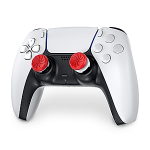 KontrolFreek FPS Freek Inferno for Playstation 4 (PS4) and Playstation 5 (PS5) Controller | Performance Thumbsticks | 1 High-Rise, 1 Mid-Rise | Red/White