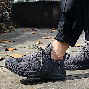 Feethit Mens Non Slip Running Sneakers Casual Breathable Slip on Walking Tennis Shoes Casual Comfortable Shoes Drak Gray 10