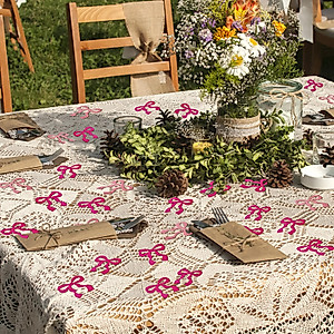 200Pcs She's Tying the Knot Confetti - Tying the Knot Bachelorette Table Decorations, Coquette Pink Bow Confetti for Bridal Shower Wedding Party Supplies