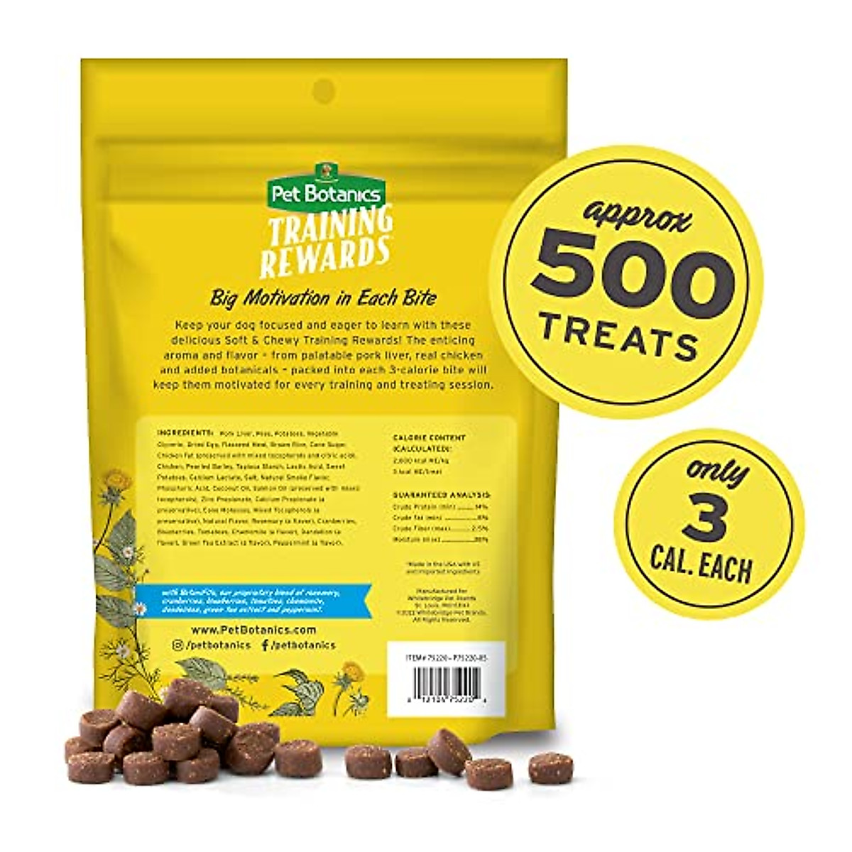 Pet Botanics 20 oz. Pouch Training Reward Soft & Chewy, Chicken Flavor, with 500 Treats Per Bag, The Choice of Top Trainers