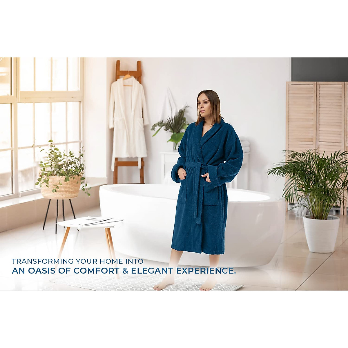 DAN RIVER Premium Cotton Terry Robes for Women and Men, Ultra Soft bathrobe with Adjustable Waist Belt and Pockets Pack of 1