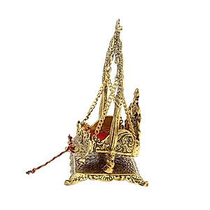 Handicrafts Paradise Handicrafted Pooja Jhula | Swing | Palana | Nand Gopal Palana in Metal - 8.25 x 4.75 x 9.75 inches