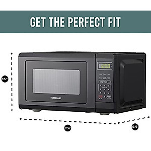 Farberware Compact Countertop Microwave Oven 0.7 Cu. Ft. 700-Watt with LED Lighting, Child Lock, Easy Clean Grey Interior, Retro Black