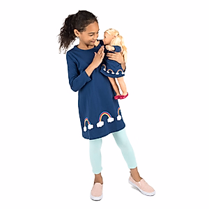 Leveret Kids & Toddler Matching Doll & Girls Dress 100% Cotton Rainbow (Size 6 Years)