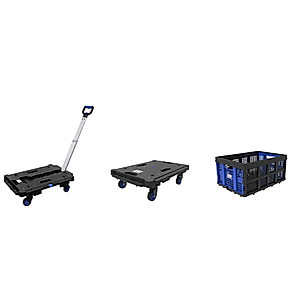 LEADALLWAY Multiple Carts Assembly Feasible Folding Hand Truck Dolly Carts and 50L Basket Set