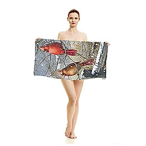 oFloral Hand Towels Cotton Washcloths Cardinal Bird Rest On The Branch Winter,Comfortable Super-Absorbent Soft Towels for Bath/Kitchen/Yoga/Golf/Hair/Face Towel for Men/Women/Girl/Boys 15X30 Inch