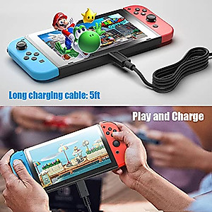Charger for Nintendo Switch,OLED Charger Compatible with Nintendo Switch/Switch Lite/Switch Dock, Fast Travel Charger with 5FT Type-c Cable for Samsung Galaxy S9 and Support TV Mode