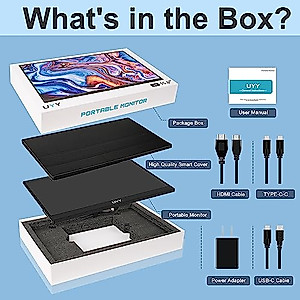 Newest Portable Monitor 16.1" 1920 FHD 2024 HDR 178° PC Screen,Second External Gaming Monitor FreeSync IPS USB-C HDMI Dual Speakers Smart Cover for | Laptop | PC | Phone | Mac | PS4/5 Switch