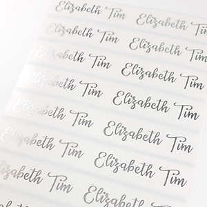 48 Long SILVER INK on Clear Transparent Waterproof Name Stickers- Daycare Labels- School Labels- Long Rectangle Labels Hanprinting