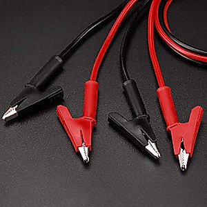 KAIWEETS Alligator Clips Electrical Test Leads Set, 15A Jumper Wires Heavy Duty with Protective Copper Clips, Premium PVC Silicone Cables for Electrical Testing, Experiment, 2 Colors 39.6 inches