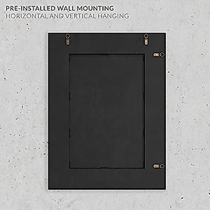 Barnyard Designs 24x32 Whitewashed Wood Farmhouse Wooden Large Rustic Wall Mirror, Bedroom Mirrors for Wall Decor, Decorative Wood, Living Room or Bathroom Vanity, White