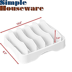 Simple Houseware Food Container Lid Organizer, Adjustable Dividers Lids Storage, 10''x8'', White