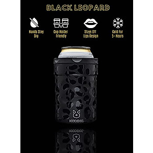 Hooch|Hog Soda Can Holder & Beer Coozies For Bottles & Cans | Can Cooler Insulated for 12 oz. Standard Size Cans | "The Shorty" Collection (Black Leopard)