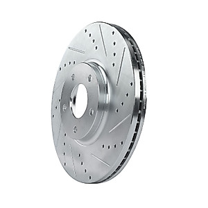 A-Premium 12.58 inch (319.6mm) Front Drilled and Slotted Disc Brake Rotors Compatible with Select Nissan and Infiniti Models - Altima, Murano, Maxima, 350Z, 370Z, G25, G35, G37, QX50, M35, 2-PC Set