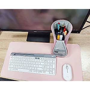 Araberry Stand Up Pencil Case Canvas Standing Pencil Holder Pencil Pouch Pen Bag Organizer Makeup Bag with Zipper (Green)