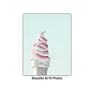 Tropical Summer Wall Art Set - 8x10 Nautical Ocean Poster Prints for Beach House Decor, Home Decoration - Cool Chic Gift - Unframed Nautical Photo Pictures - Flamingo, Palm Tree, Wave, Water